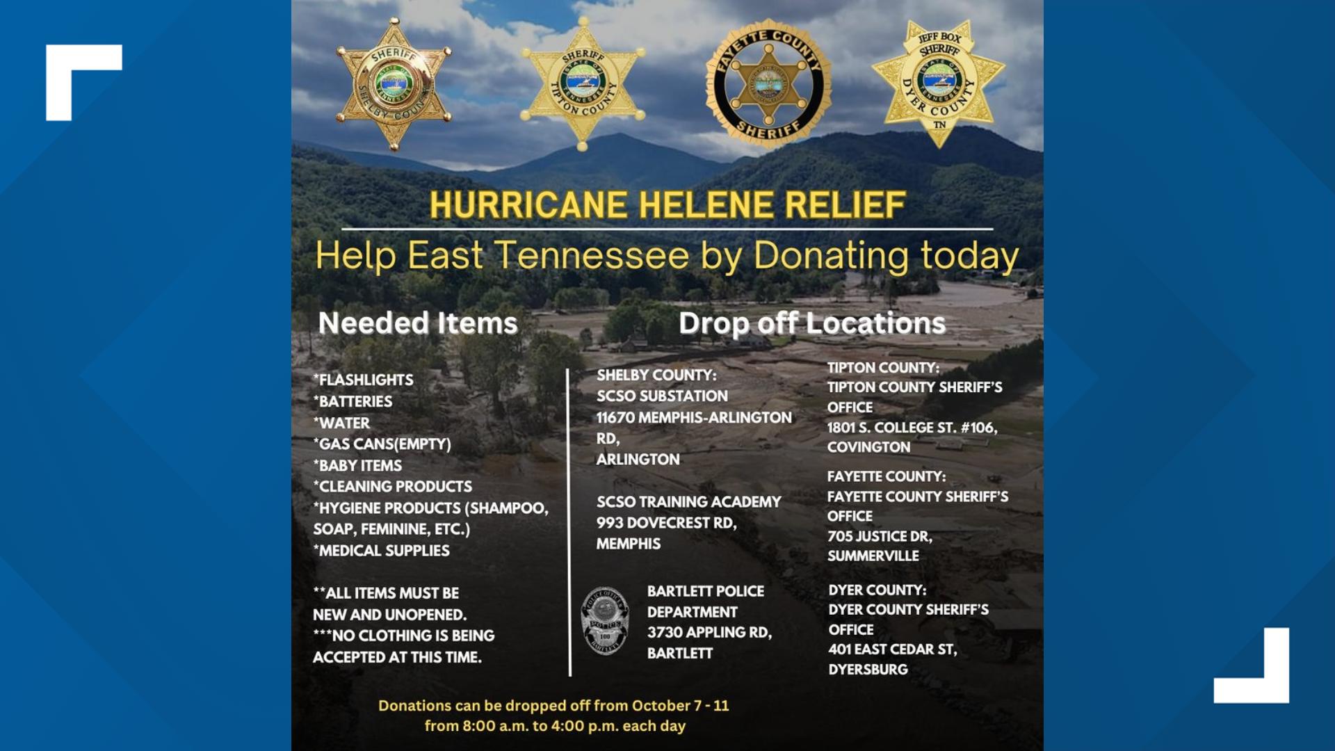First responders asking for donations for Hurricane Helene relief ...