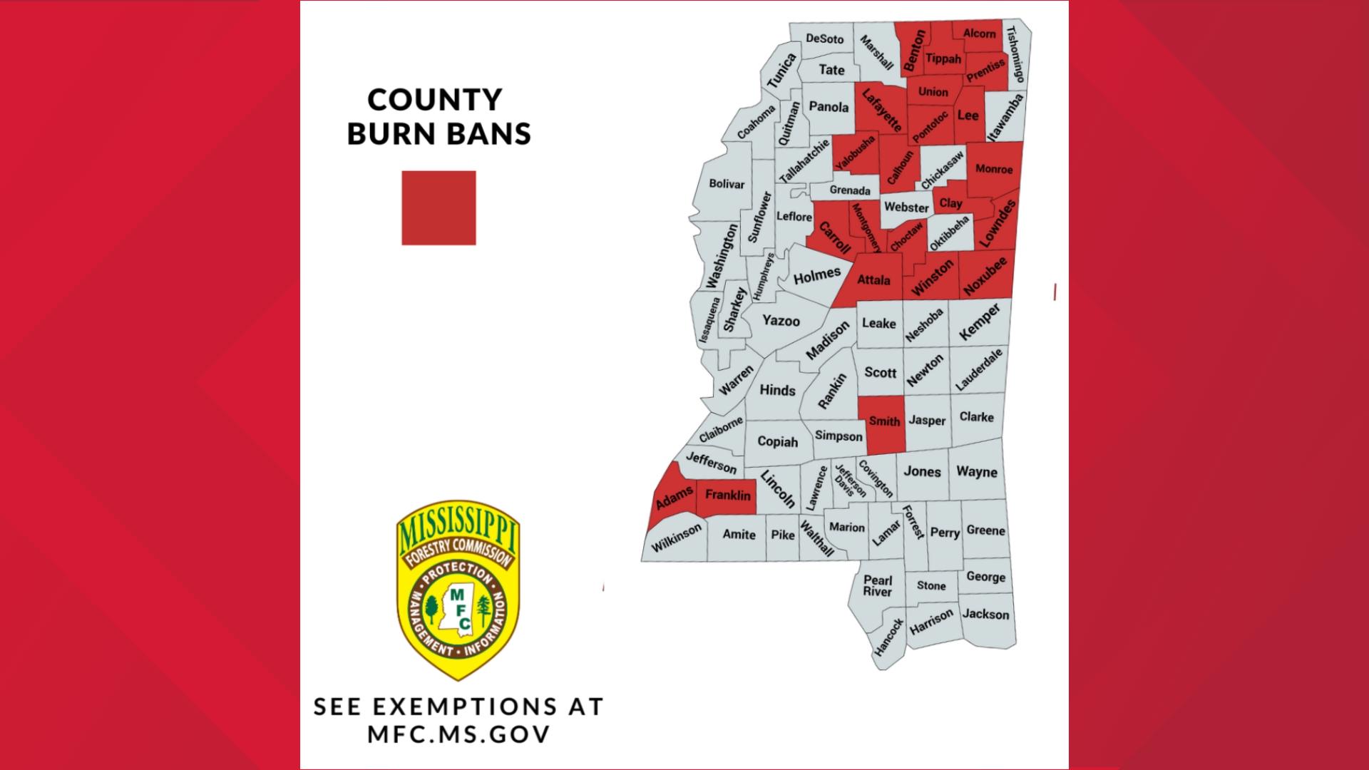 MFC approves burn ban for several Mississippi counties | localmemphis.com