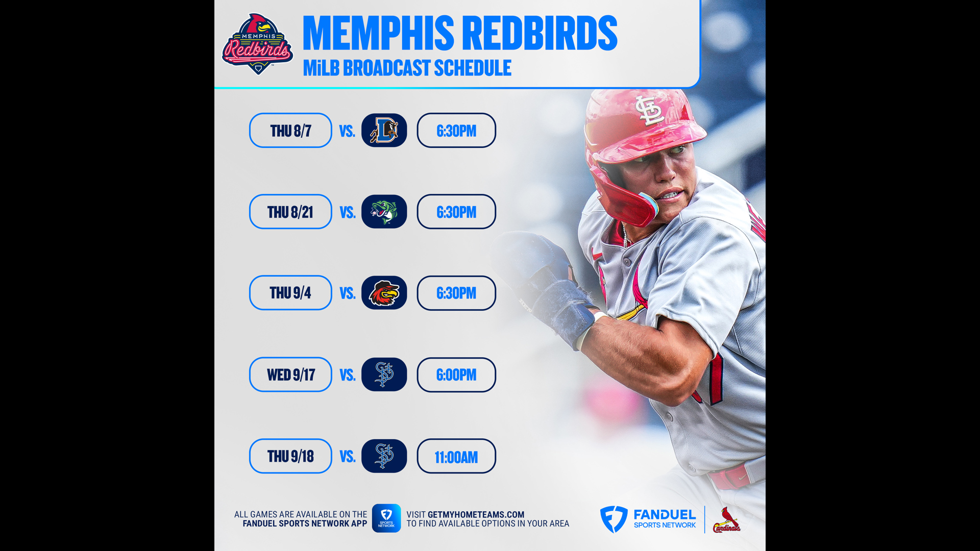 FanDuel Sports Network to air five Memphis Redbirds games ...