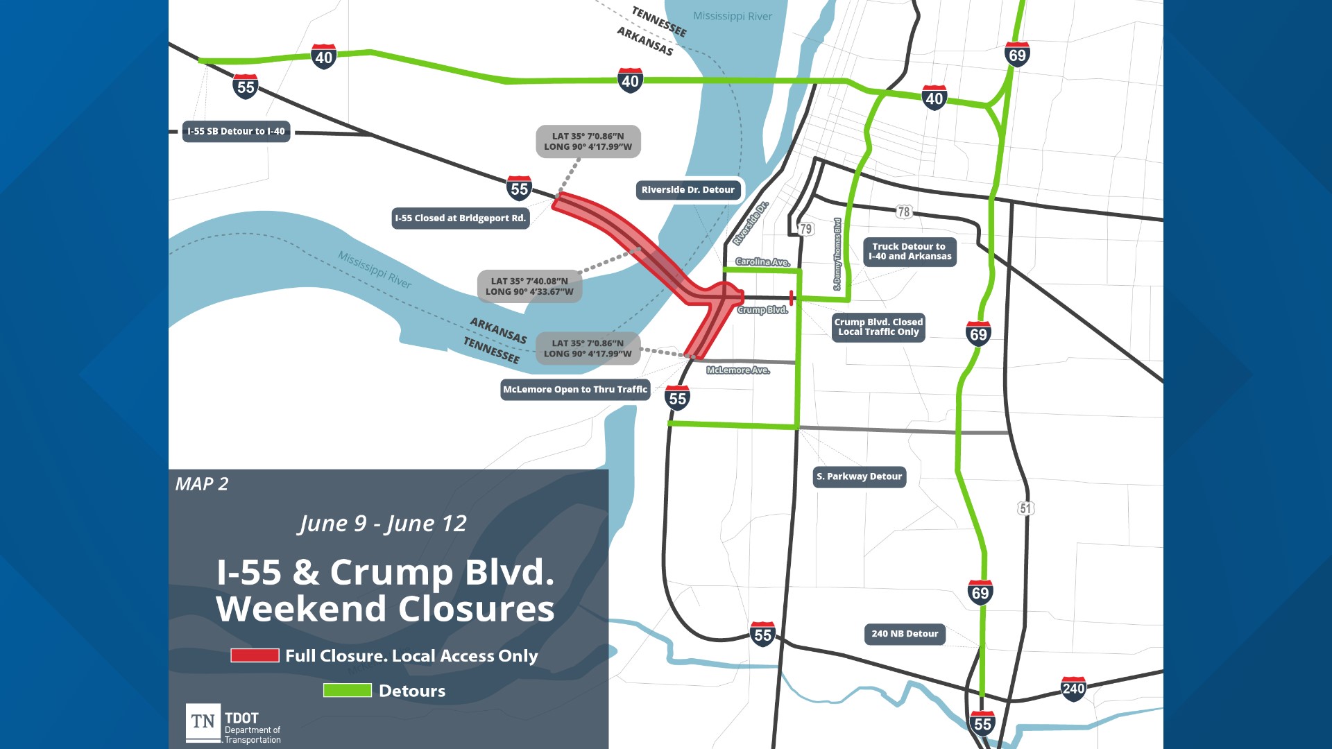 TDOT: I-55 bridge to be shut down and traffic changes in June ...