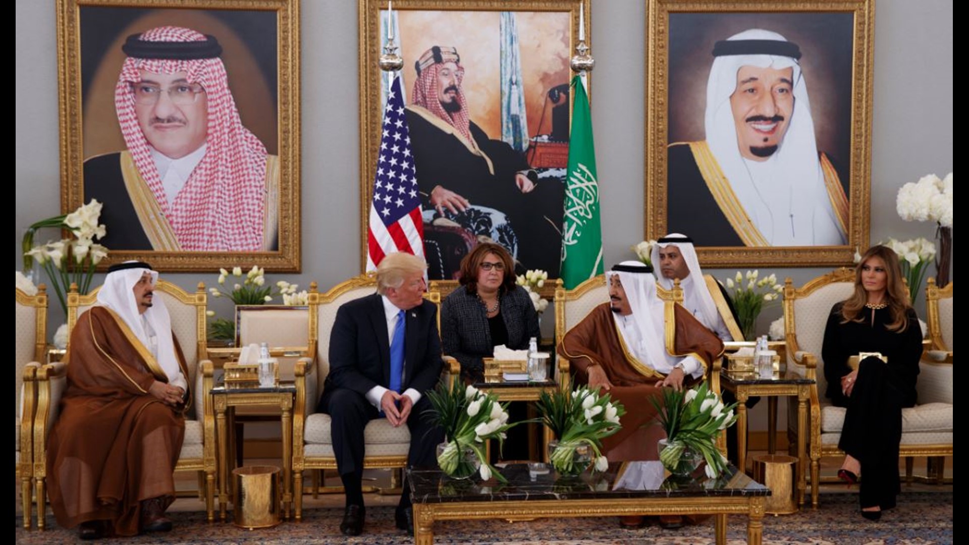 Trump seeks to move past controversies as he lands in Riyadh | 10tv.com