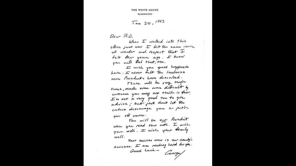 George H.W. Bush's letter to Bill Clinton demonstrates former president ...
