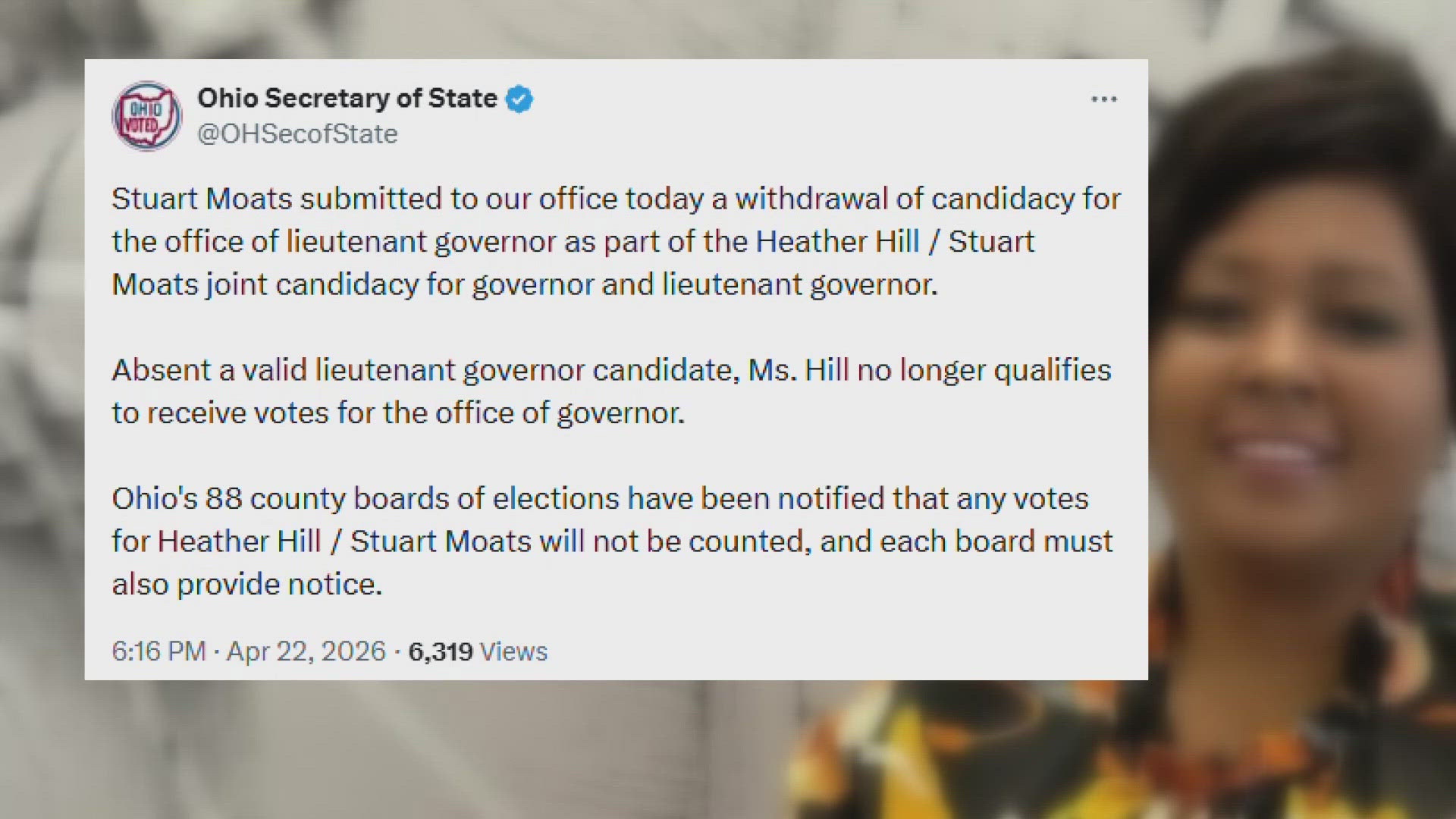 Ohio governor candidate disqualified after running mate drops out ...