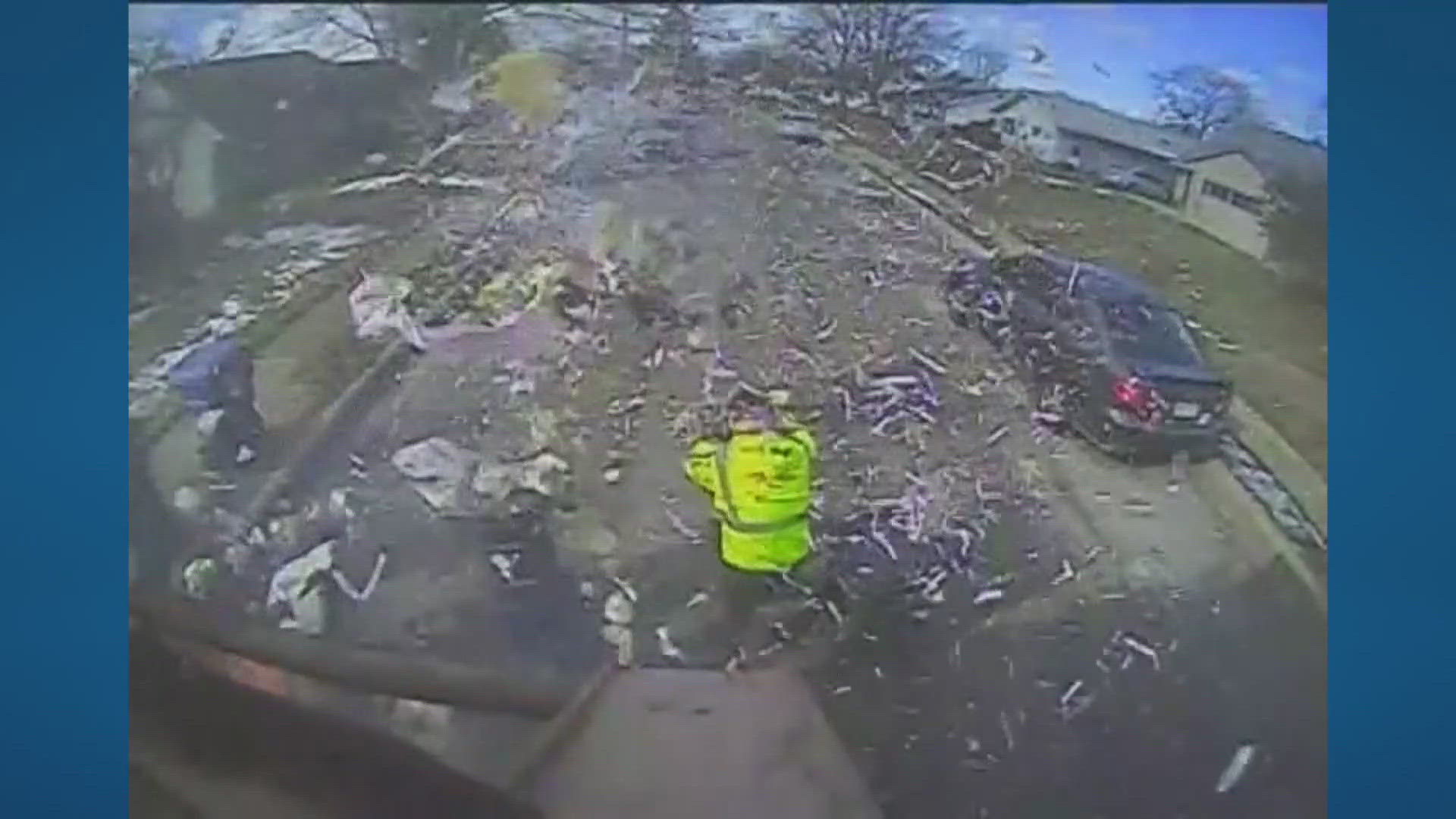Video shows oxygen tank explode in garbage truck near 2 workers in ...