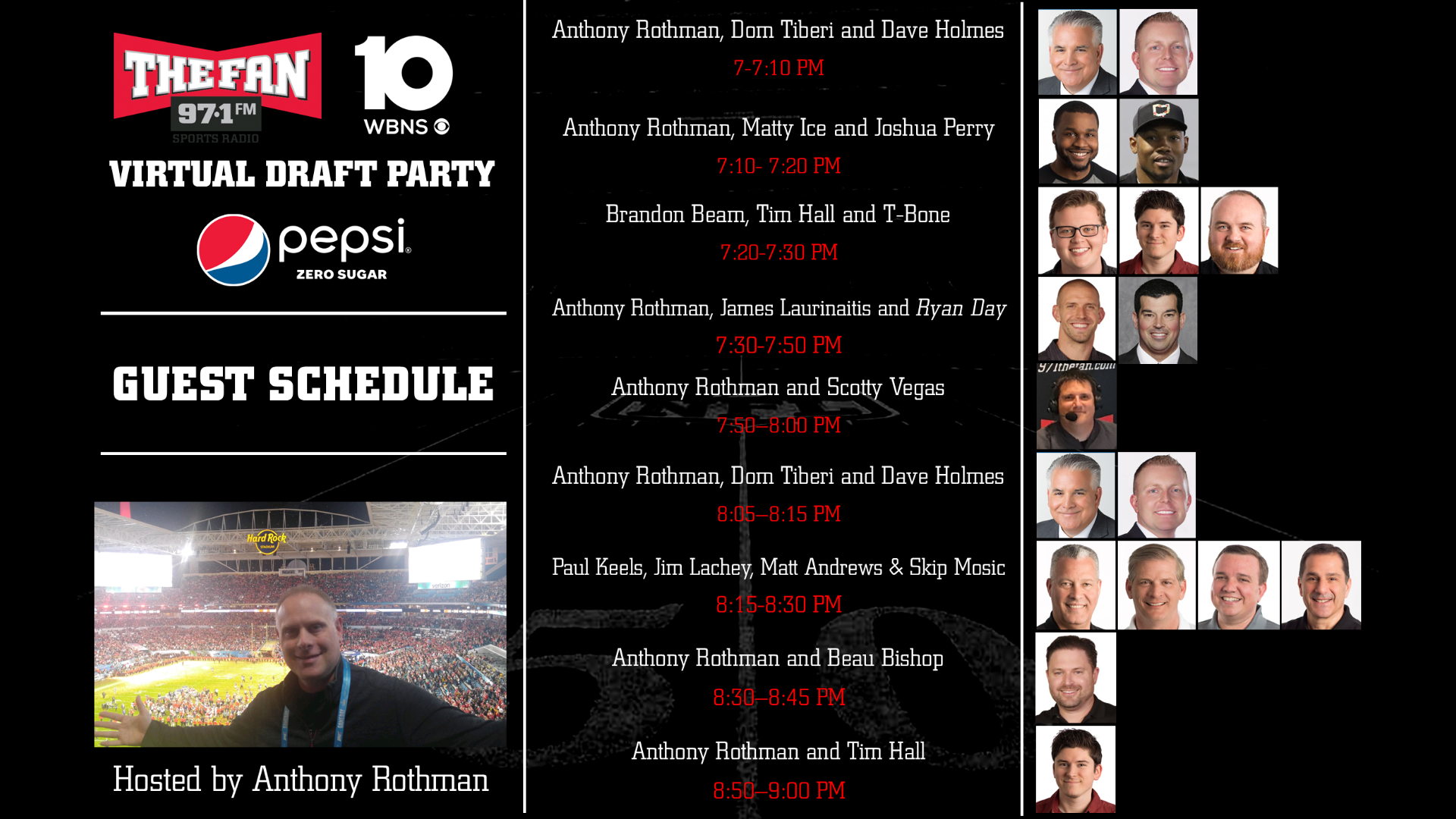 Live Broadcast: Virtual Draft Party with 10TV, 97. 1 The Fan & special ...