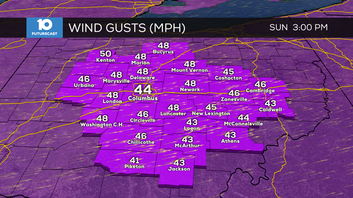 Winds pick up tonight; Gusts up to 60 mph possible on Sunday | 10tv.com