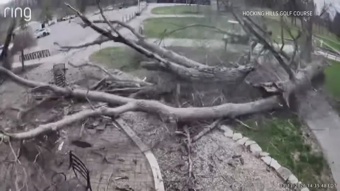 Golfers avoid falling tree during high winds at Hocking Hills golf ...