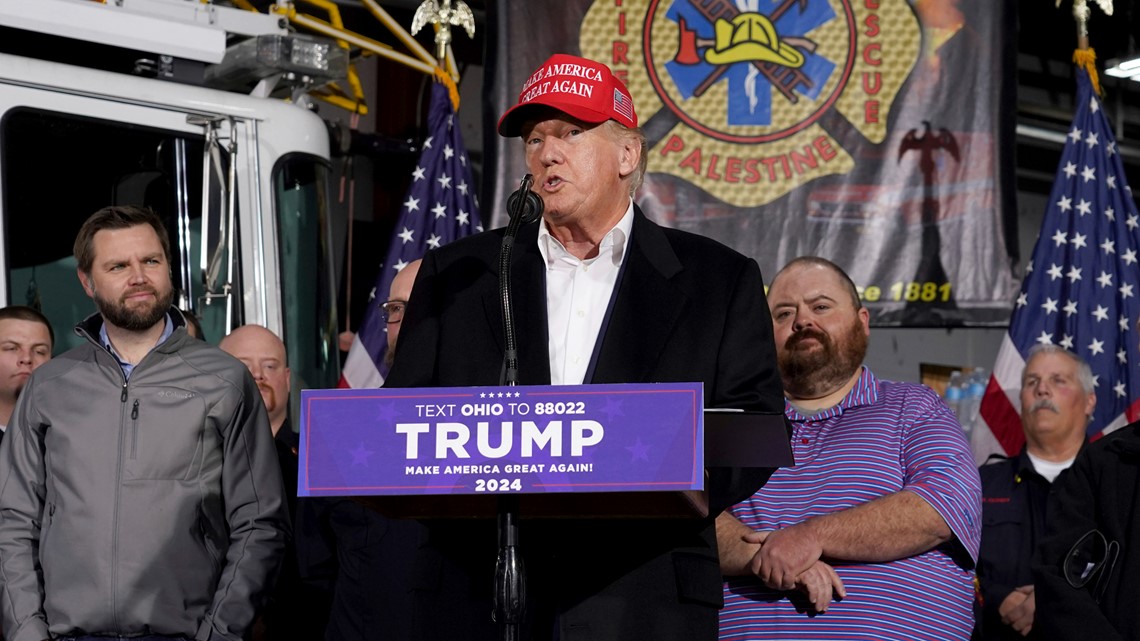 Trump greets East Palestine residents after train derailment | 10tv.com