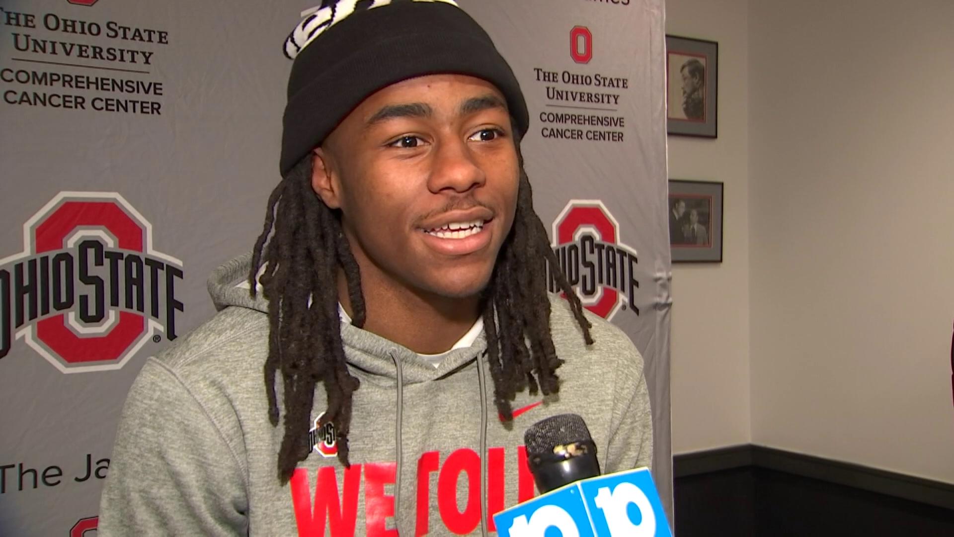 Ohio State cornerback Jermaine Mathews Jr. reacts to Jim Knowles ...