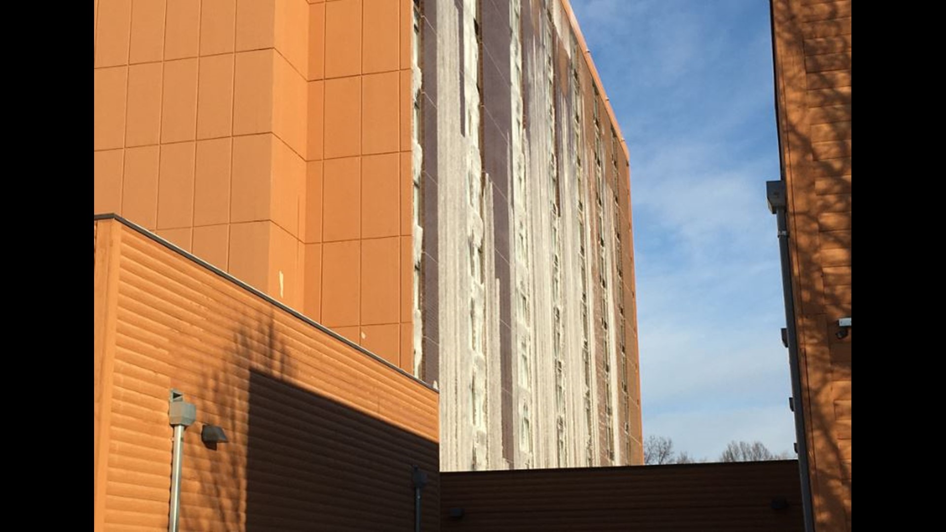 Ice forms outside closed Fort Rapids Water Park after water pipe bursts ...