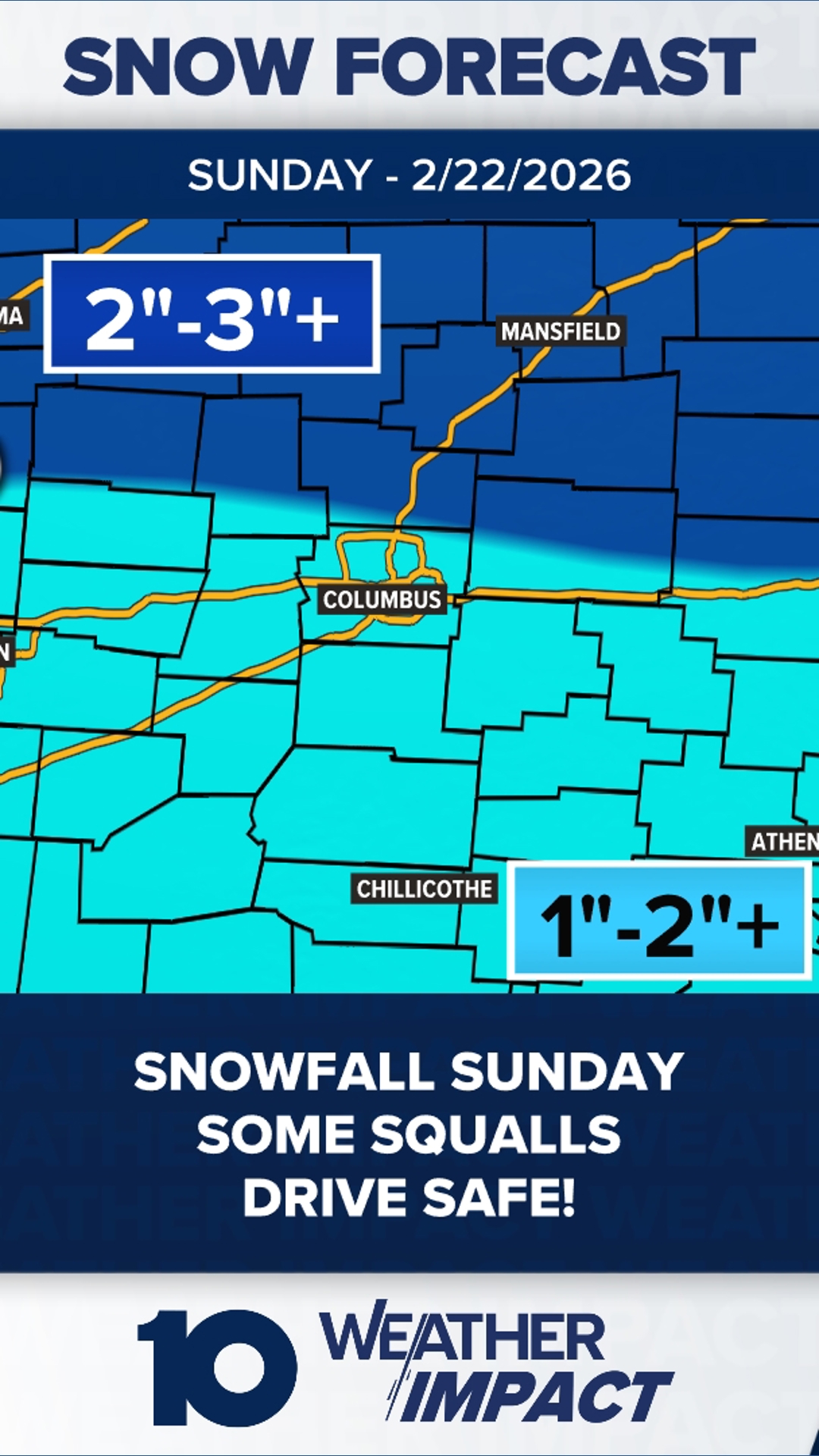 Snow returning to central Ohio Sunday, 10TV Weather Impact Alert Day ...
