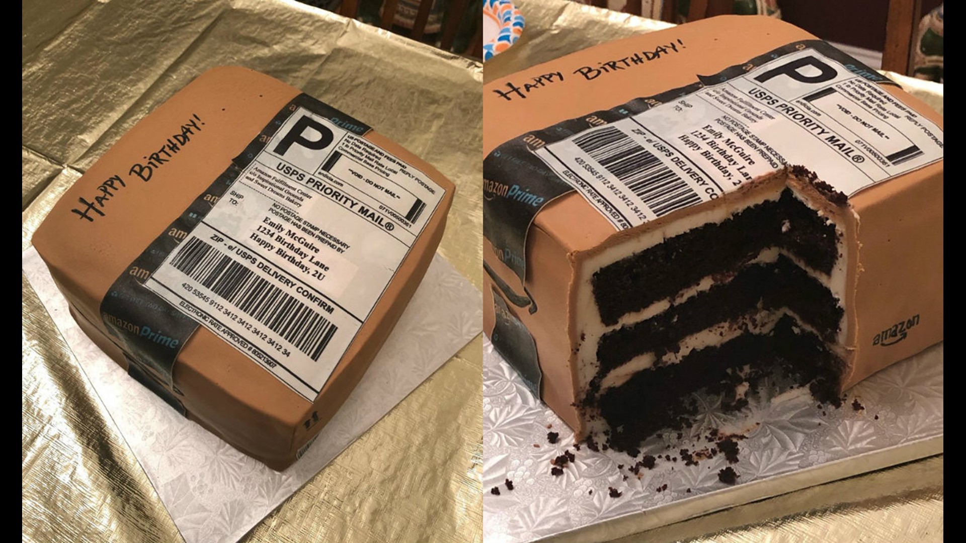 Husband gets his wife an Amazon box shaped cake for her birthday | 10tv.com