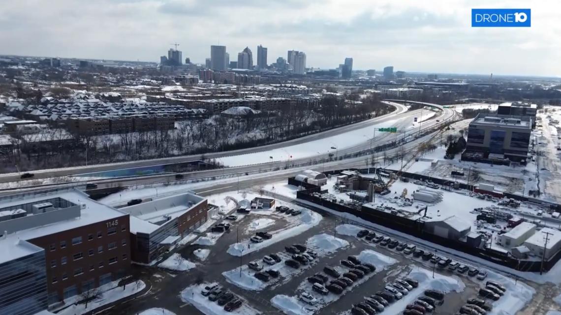 Drone video shows Columbus covered in a foot of snow after winter storm ...