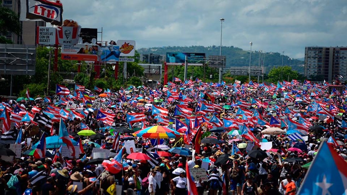 Tens of thousands of Puerto Ricans gather for massive protest to expel ...