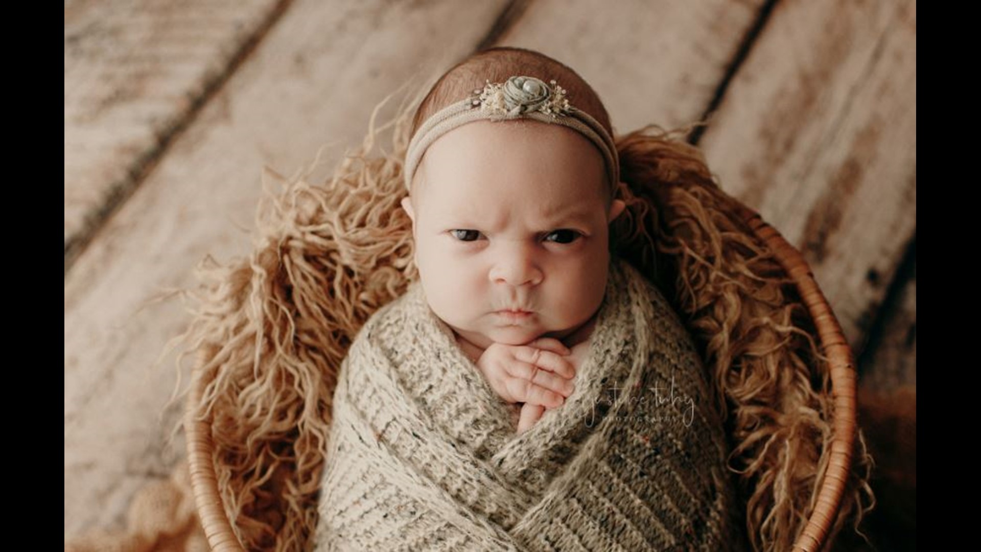 Pickerington photographer’s photo shoot of newborn’s grumpy expression ...