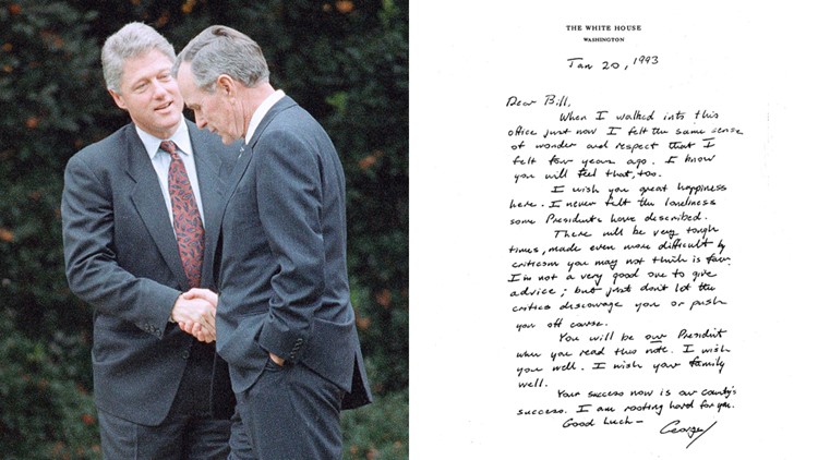 George H.W. Bush's letter to Bill Clinton demonstrates former president ...