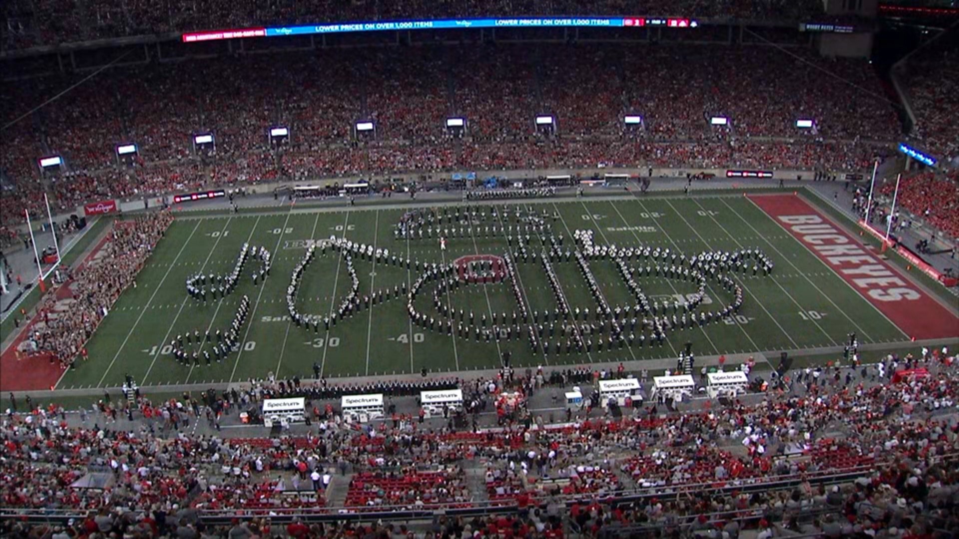 Ohio State, Ohio University marching bands combine for halftime show | 10tv.com