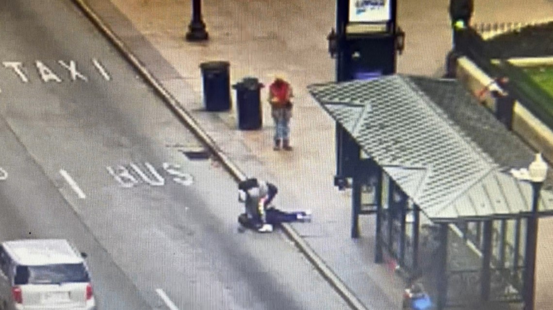 Suspect caught on camera robbing, punching man at COTA bus stop in ...