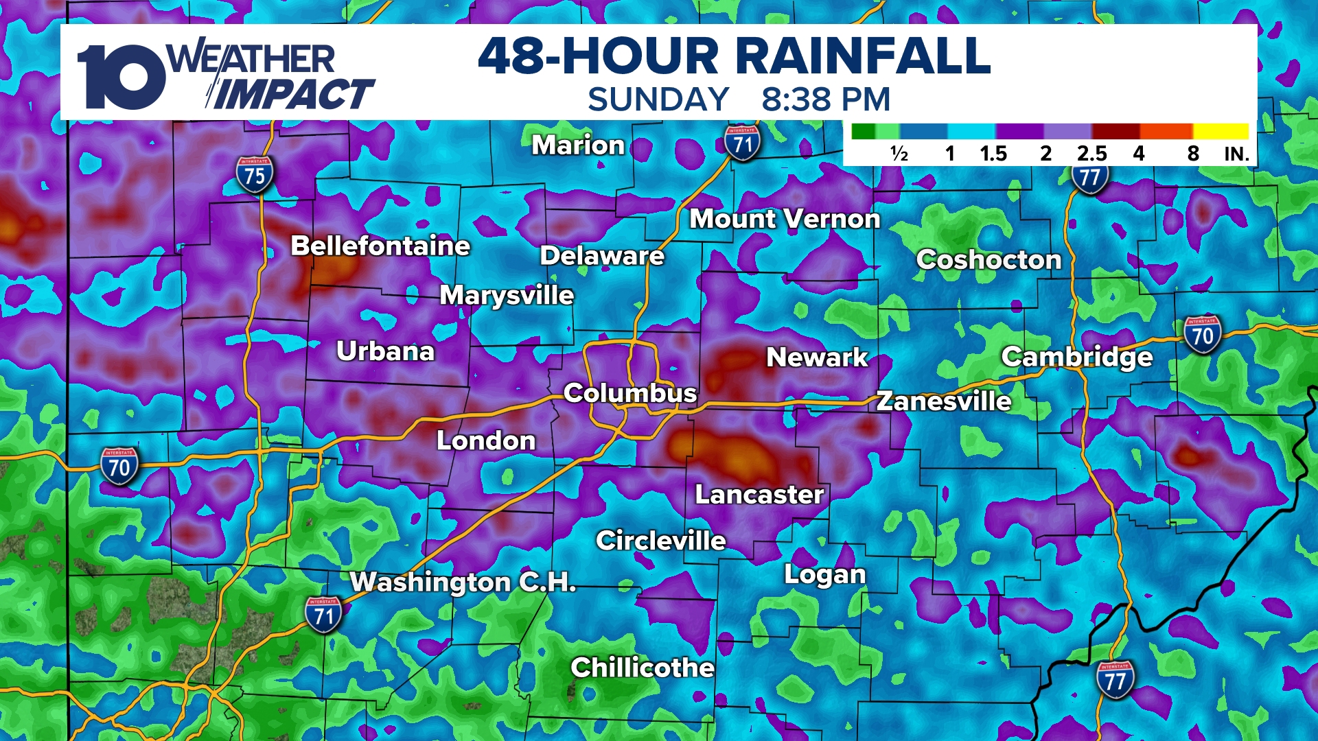 Rainfall totals: Heavy rain triggers flash flooding in central Ohio | 10tv.com