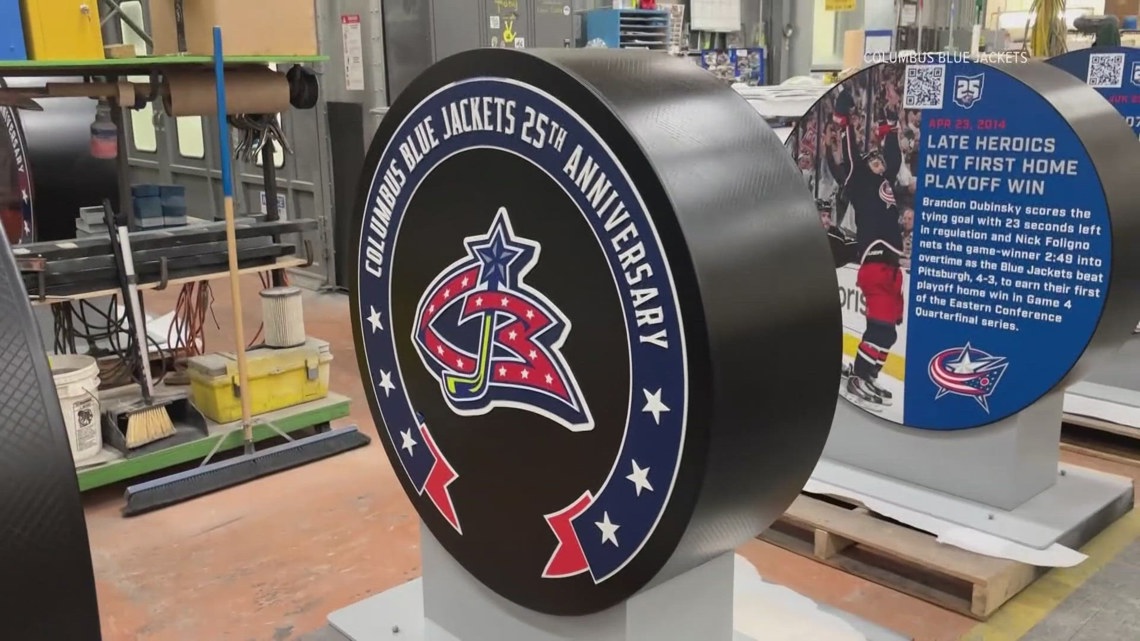 Columbus Blue Jackets unveil giant pucks for 25th anniversary | 10tv.com