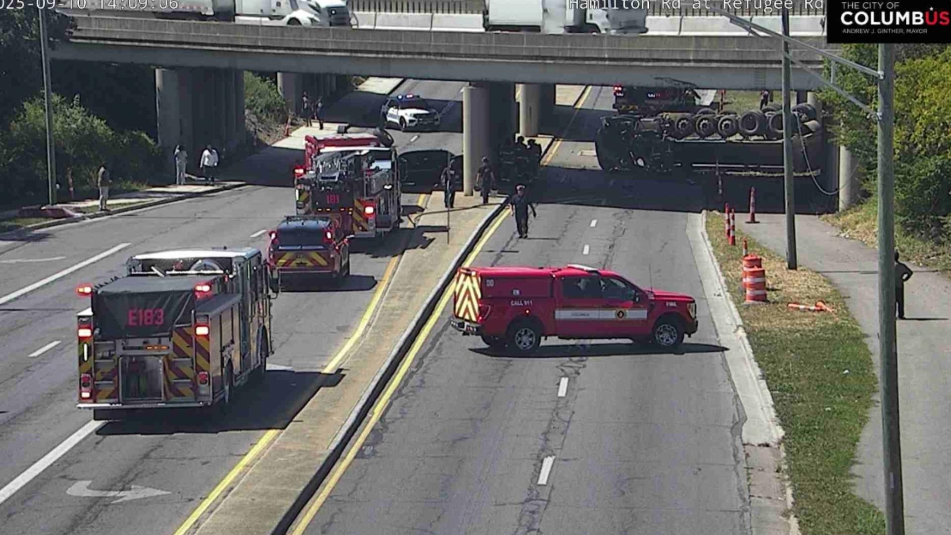 Dump truck drives off of I-270 onto Columbus road | 10tv.com