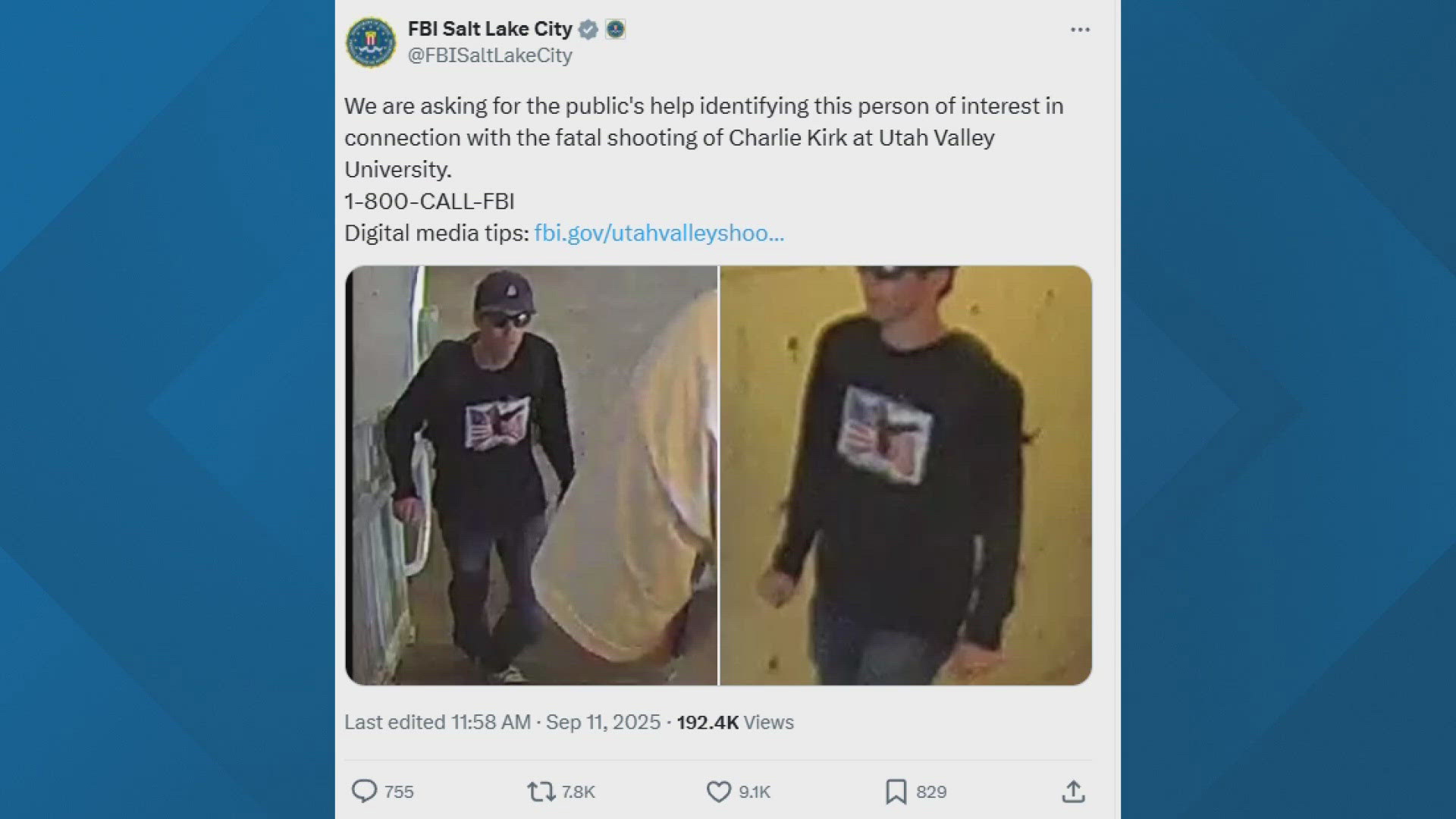 FBI releases photos of person of interest in Charlie Kirk shooting | 10tv.com