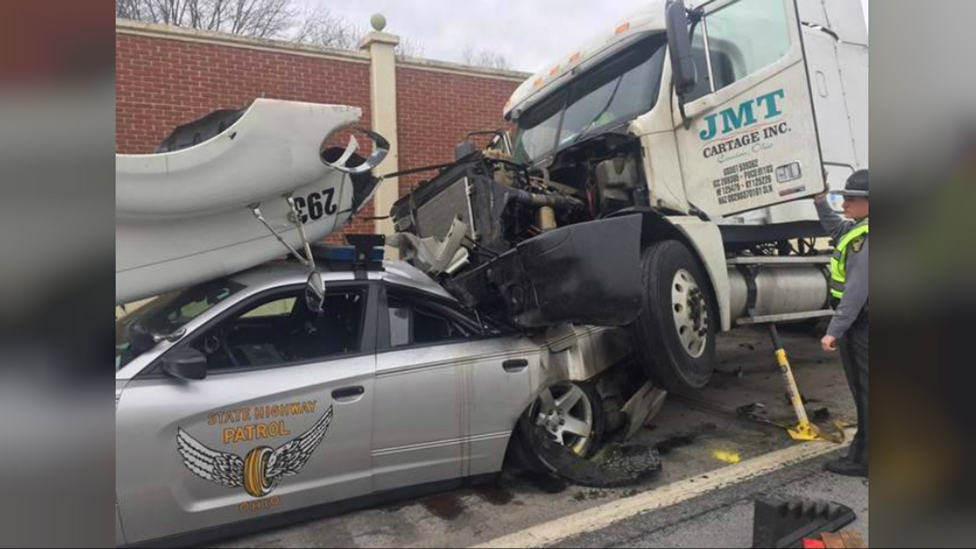 Ohio trooper, others injured after semi crashes into cruiser | 10tv.com