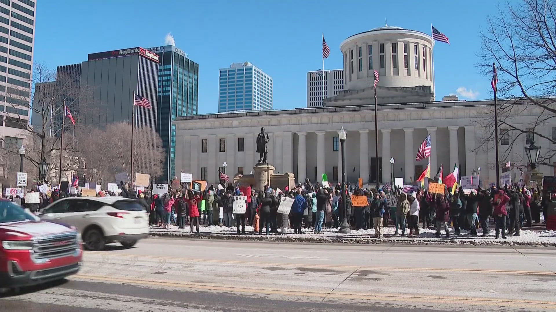 Hundreds take to statehouse to protest Trump administration's policies ...