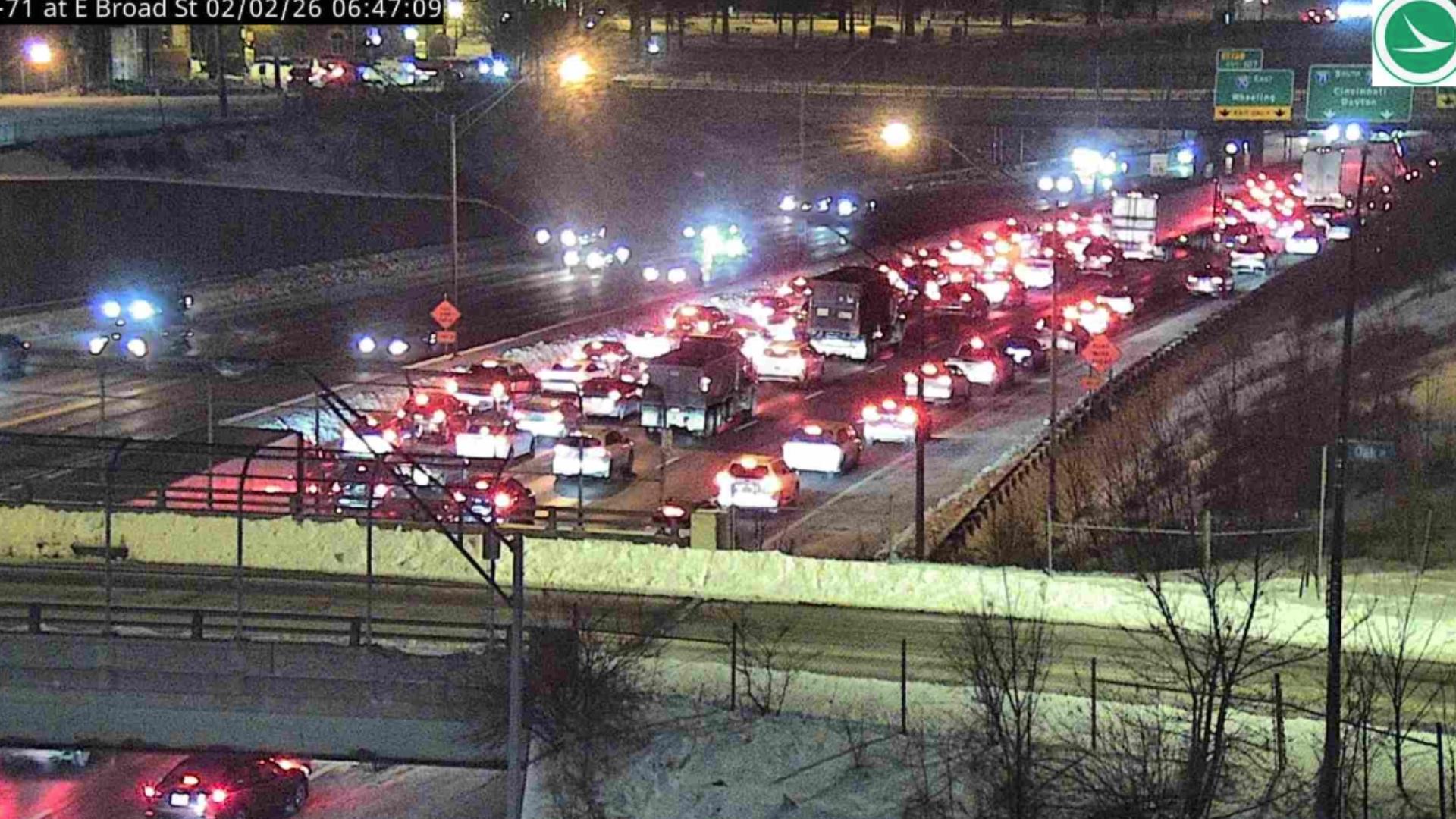 Crashes involving several vehicles caused by icy conditions on I-71 ...