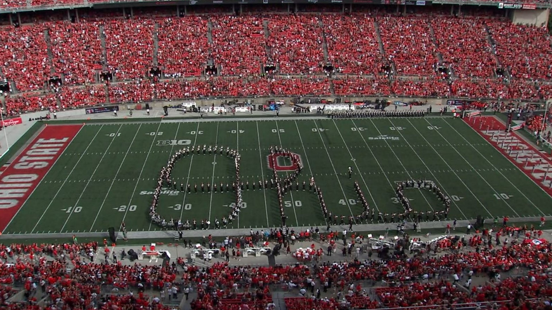 Ohio State Marching Band performs 'Script Ohio' before Western Kentucky ...