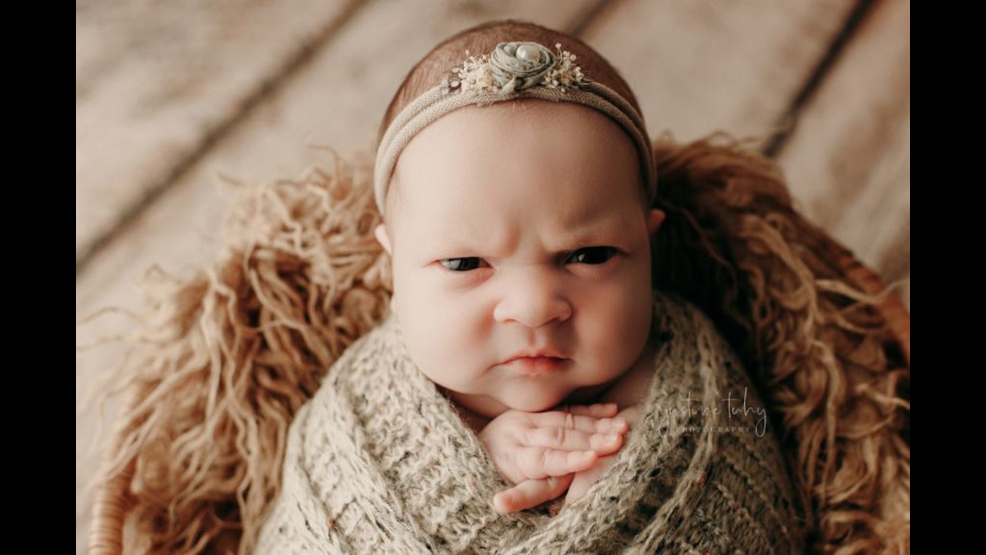 Pickerington photographer’s photo shoot of newborn’s grumpy expression ...