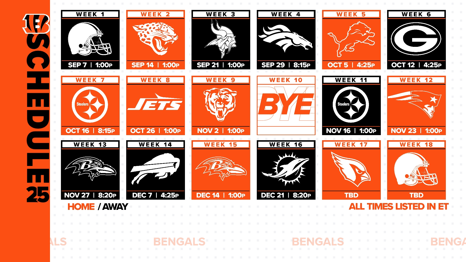 Cincinnati Bengals 2025 schedule | 10tv.com