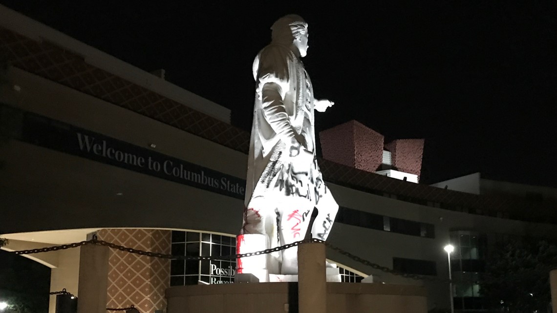 Christopher Columbus statue vandalized at Columbus State | 10tv.com