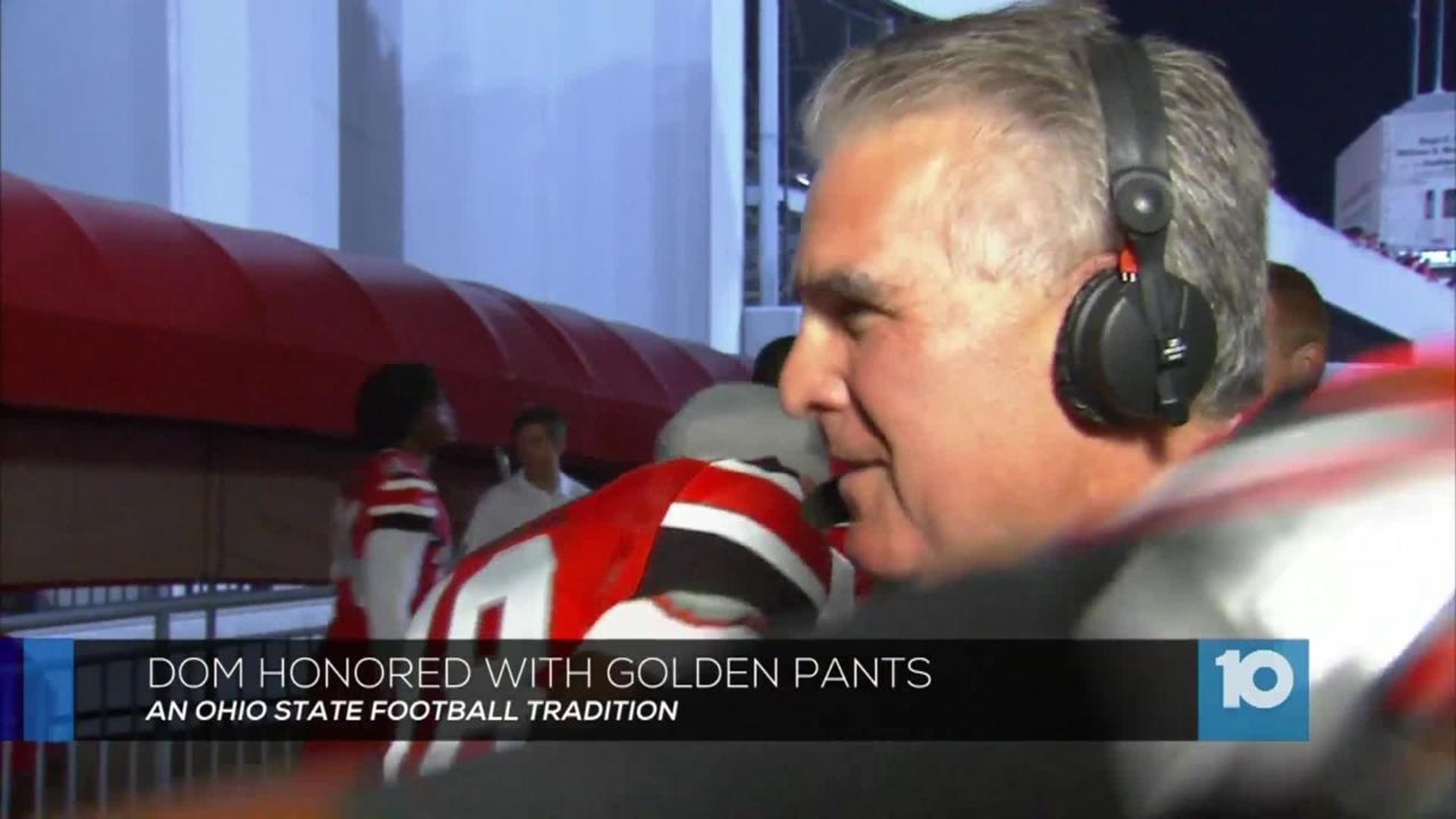 Dom Tiberi honored with gold pants from Ohio State football | 10tv.com