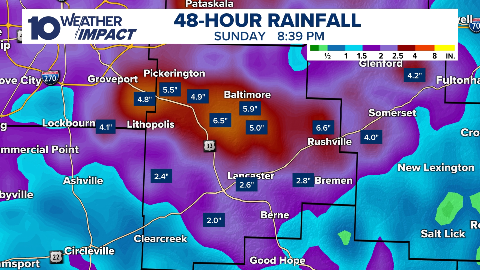 Rainfall totals: Heavy rain triggers flash flooding in central Ohio ...