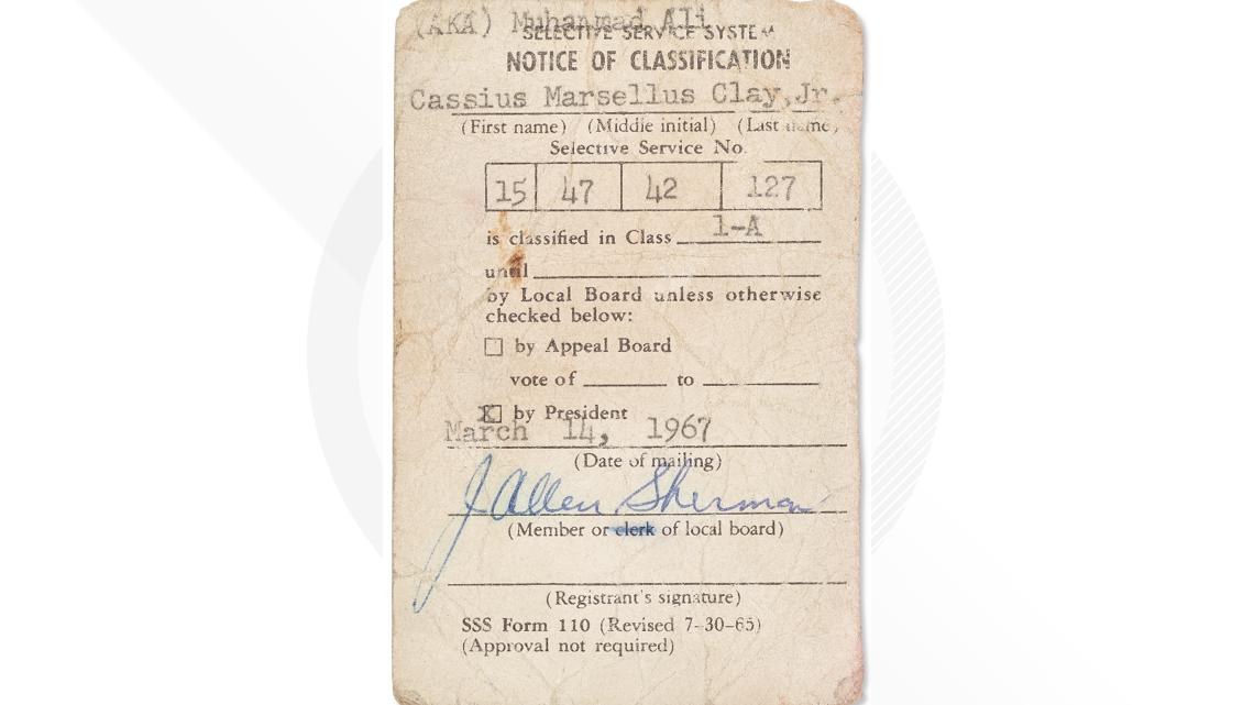 Muhammad Ali's unsigned draft card will be auctioned | weareiowa.com