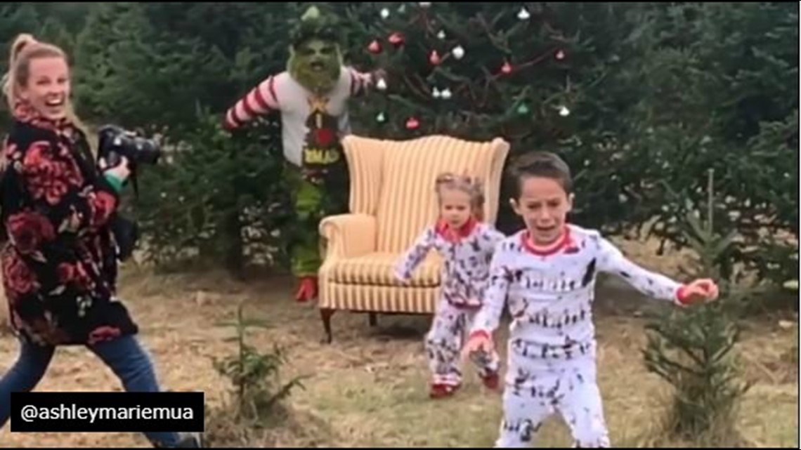 Grinch Surprises Children During Holiday Photo Shoot and Their Reaction ...
