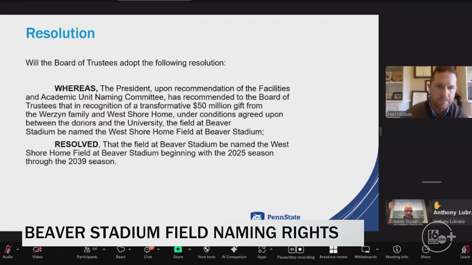 PSU Trustees vote to approve Beaver Stadium field naming rights ...