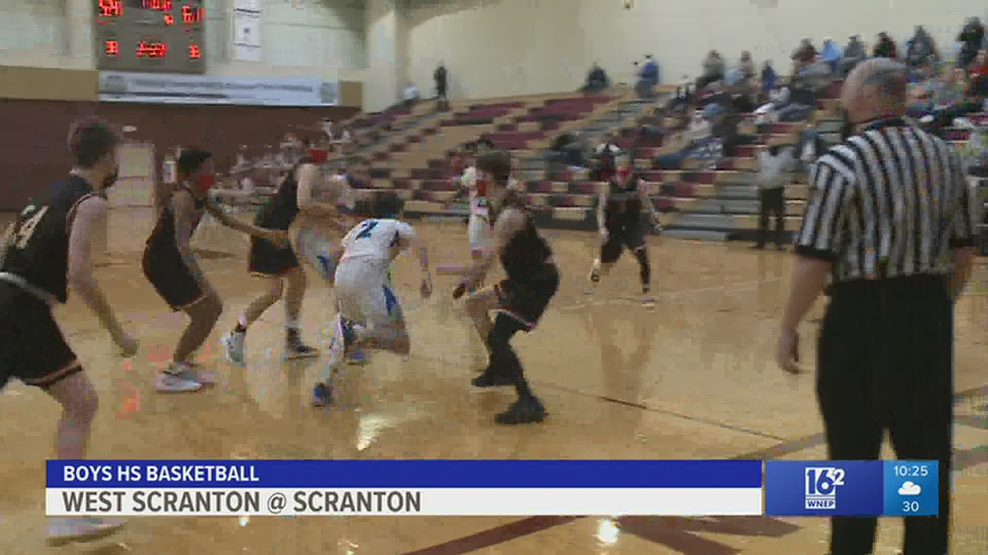 West Scranton @ Scranton boys HS basketball. Cayden Merrifield went ...