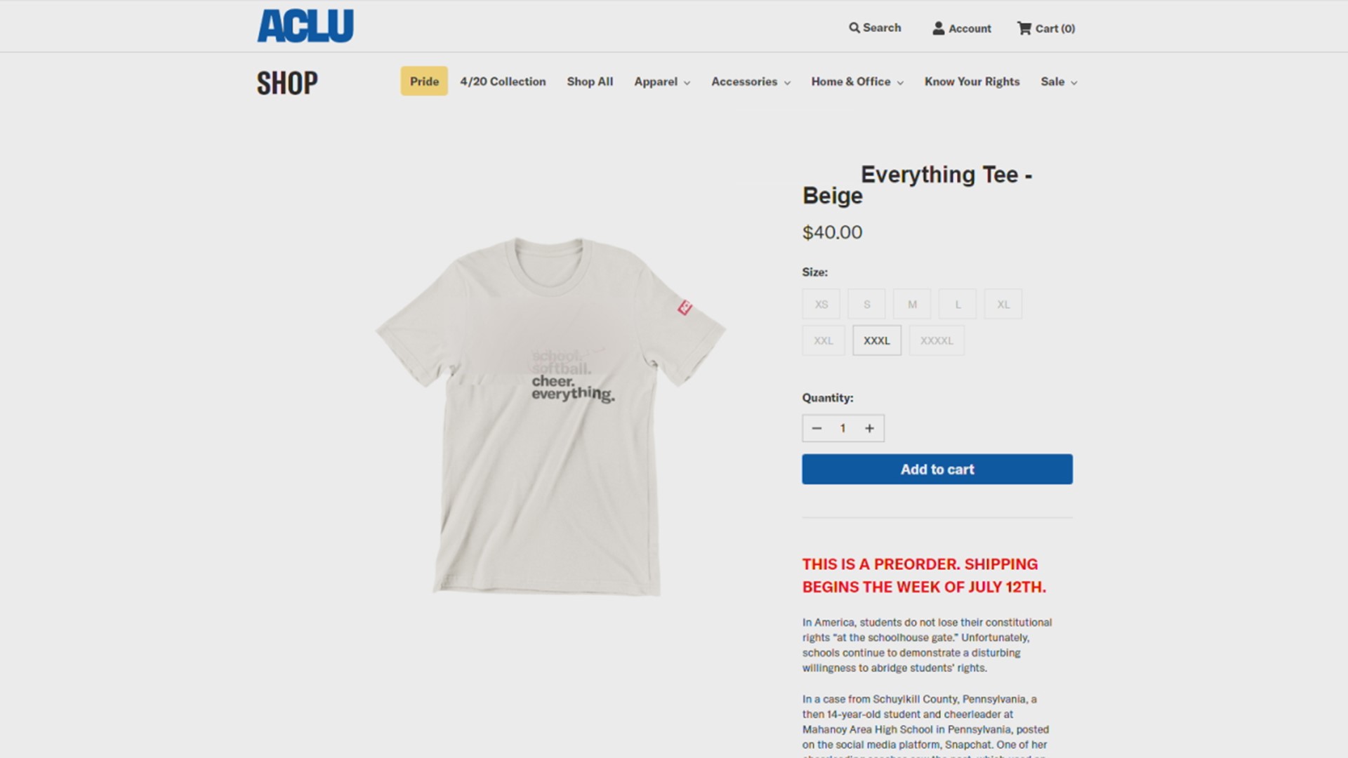 ACLU selling shirts celebrating cheerleader's Snapchat Supreme Court ...