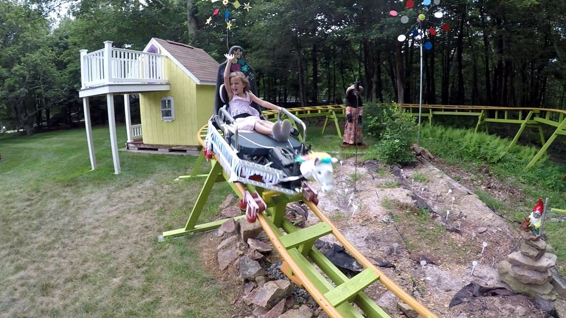 Grandfather builds adorable backyard roller coaster for grand kids ...