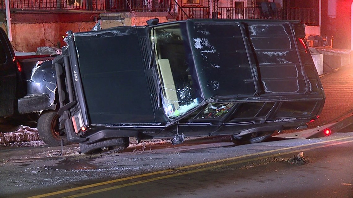 Jeep Smashes Several Cars before Flipping onto its Side | wnep.com