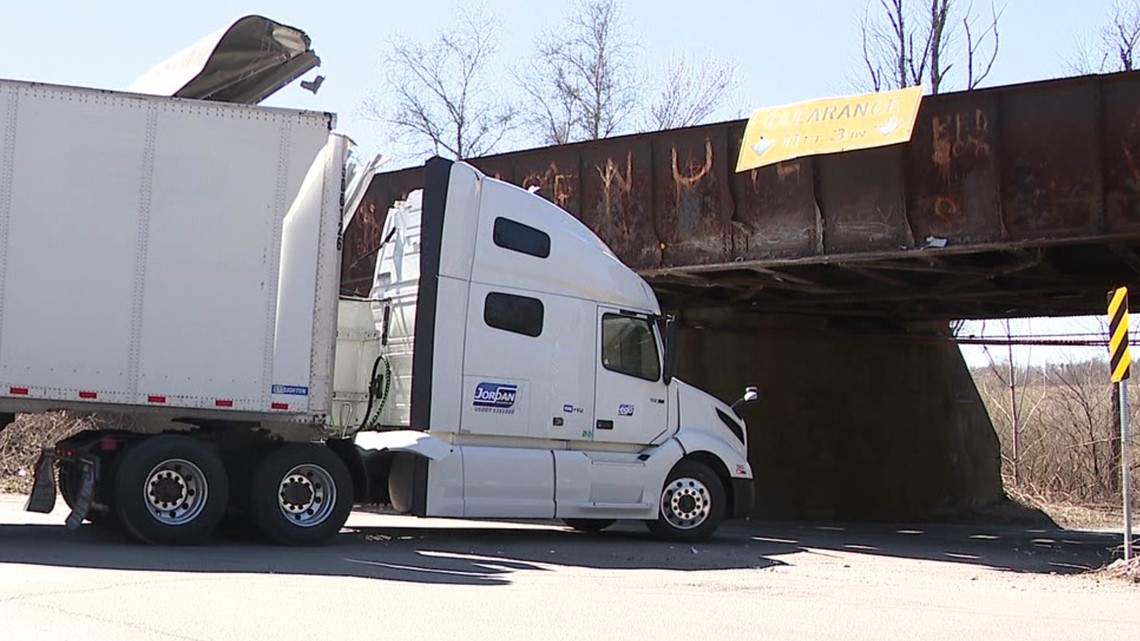 Truck crash into Taylor bridge | wnep.com