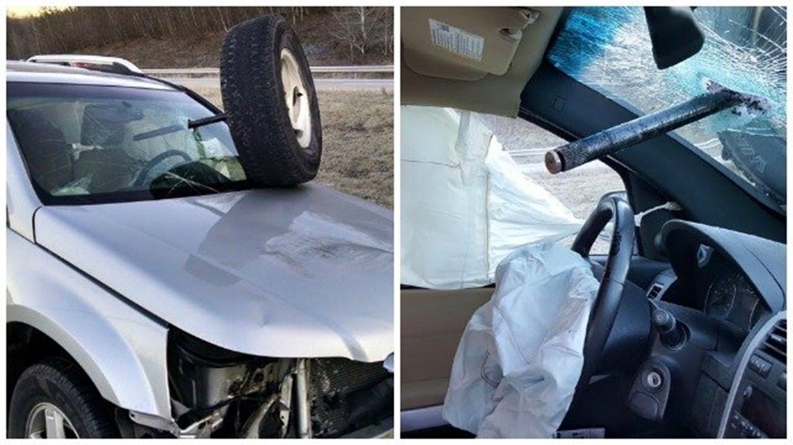 Truck Axle Crashes Through Windshield, Narrowly Misses Mom Taking Kids ...