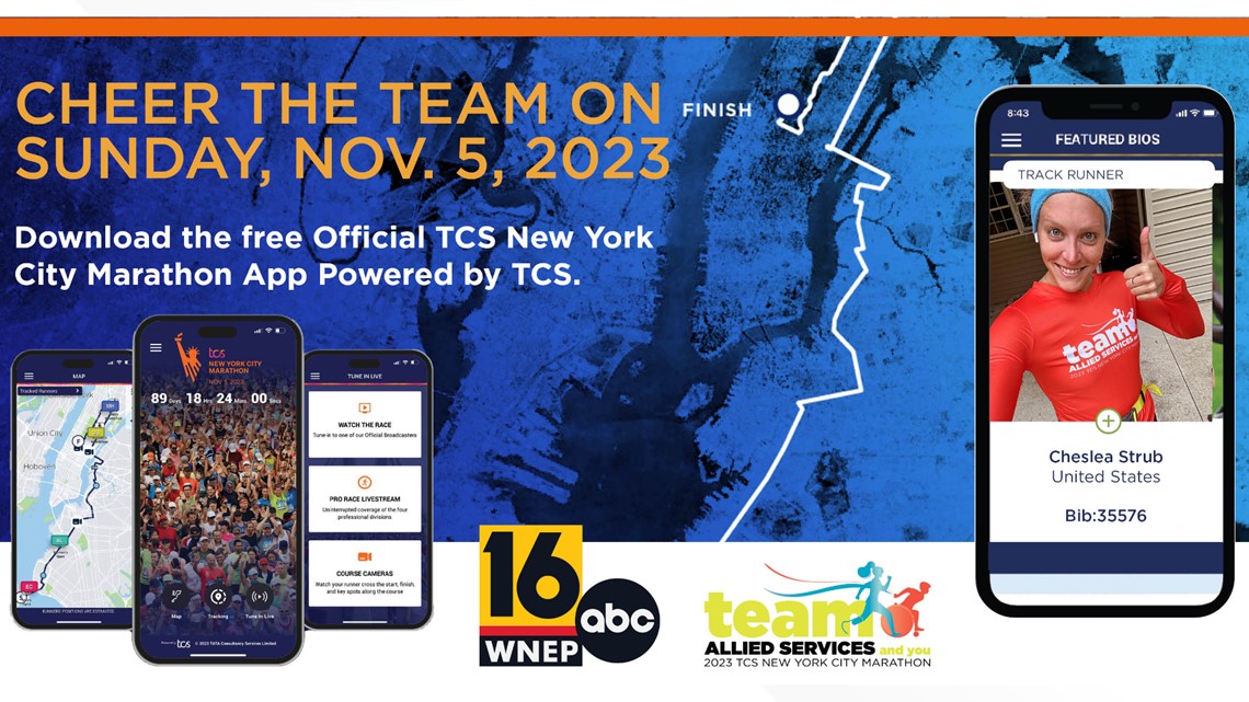 Track Chelsea Strub as she runs in the TCS New York City Marathon ...