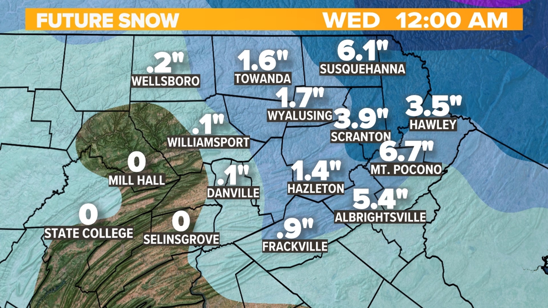 How much snow northeast and central PA can expect this week | wnep.com