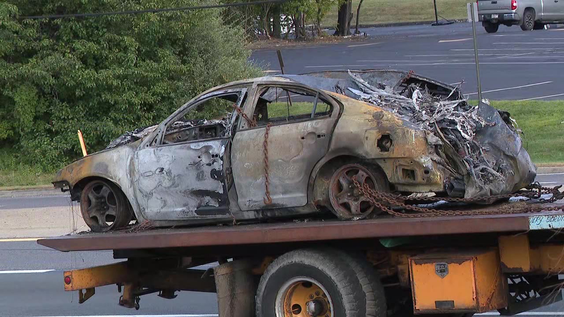Fire damages car after hitting transformer in Luzerne County | wnep.com