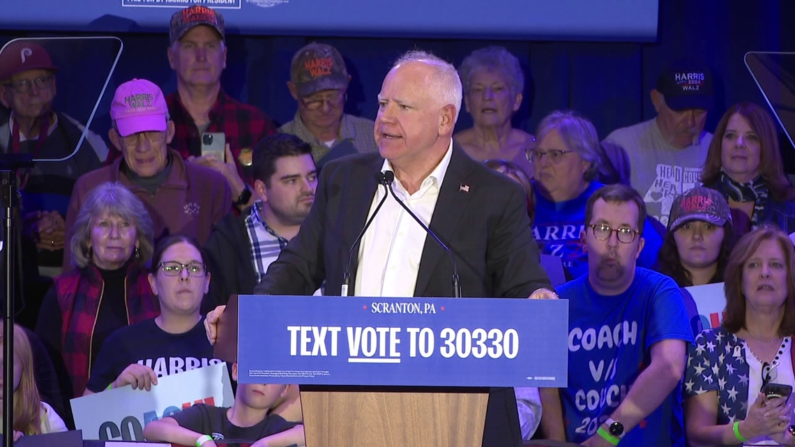 Vice presidential candidate Tim Walz visits Scranton Friday as part of ...