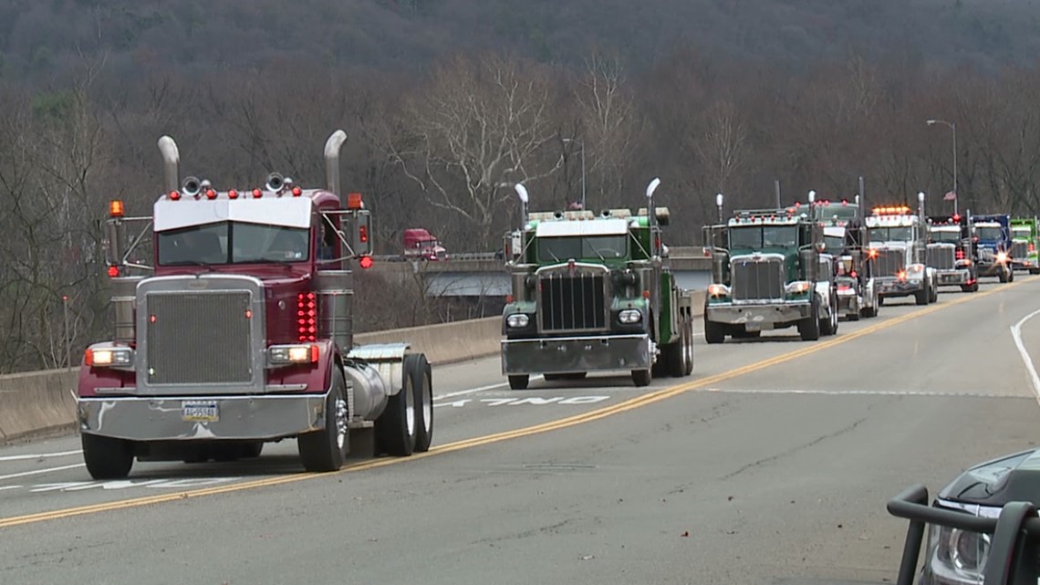 Trucks lead funeral procession in Luzerne, Columbia Counties | wnep.com