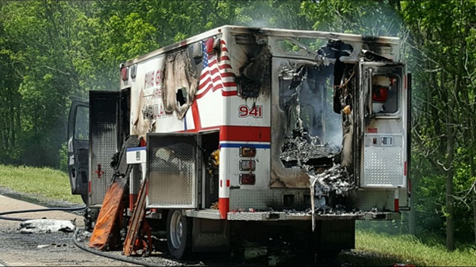 Ambulance Transporting Patient Catches Fire Along Highway | wnep.com
